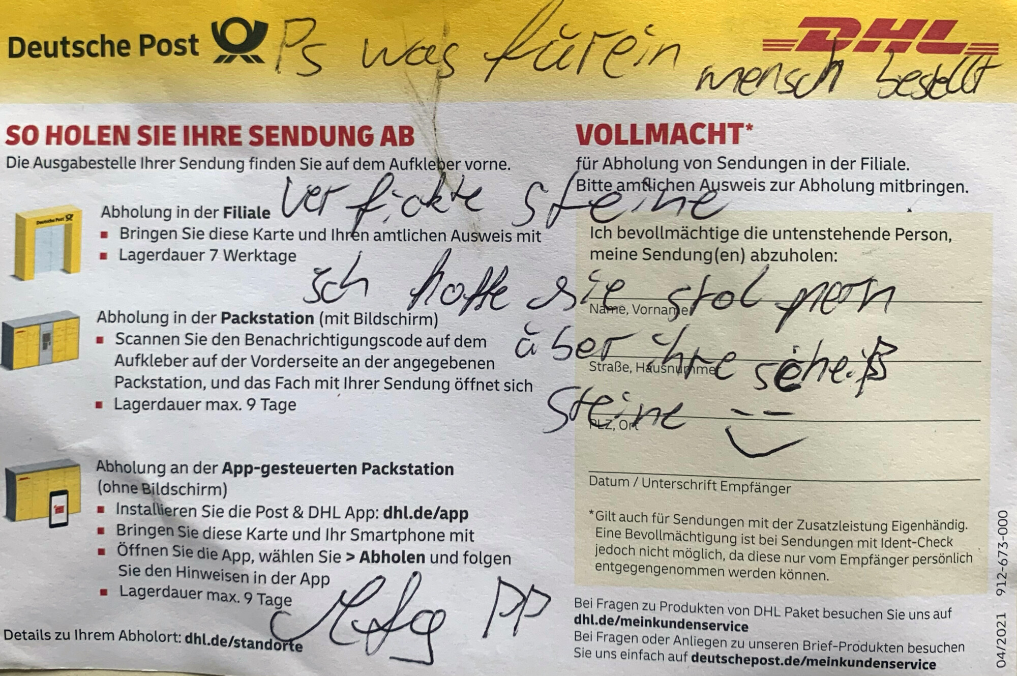 So verkackt man es sich mit seinem DHL-Boten: