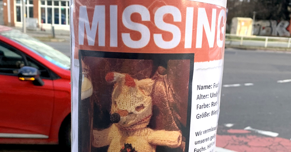 Fuchs allein in der Großstadt! - Wer findet dieses Kuscheltier?