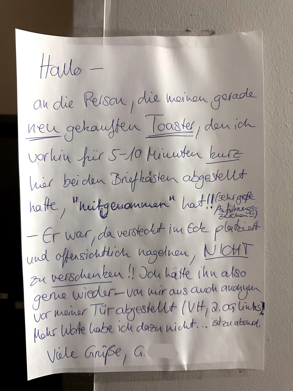 Sprunghafter Besitzerwechsel?! - Hier wird ein Toaster vermisst: